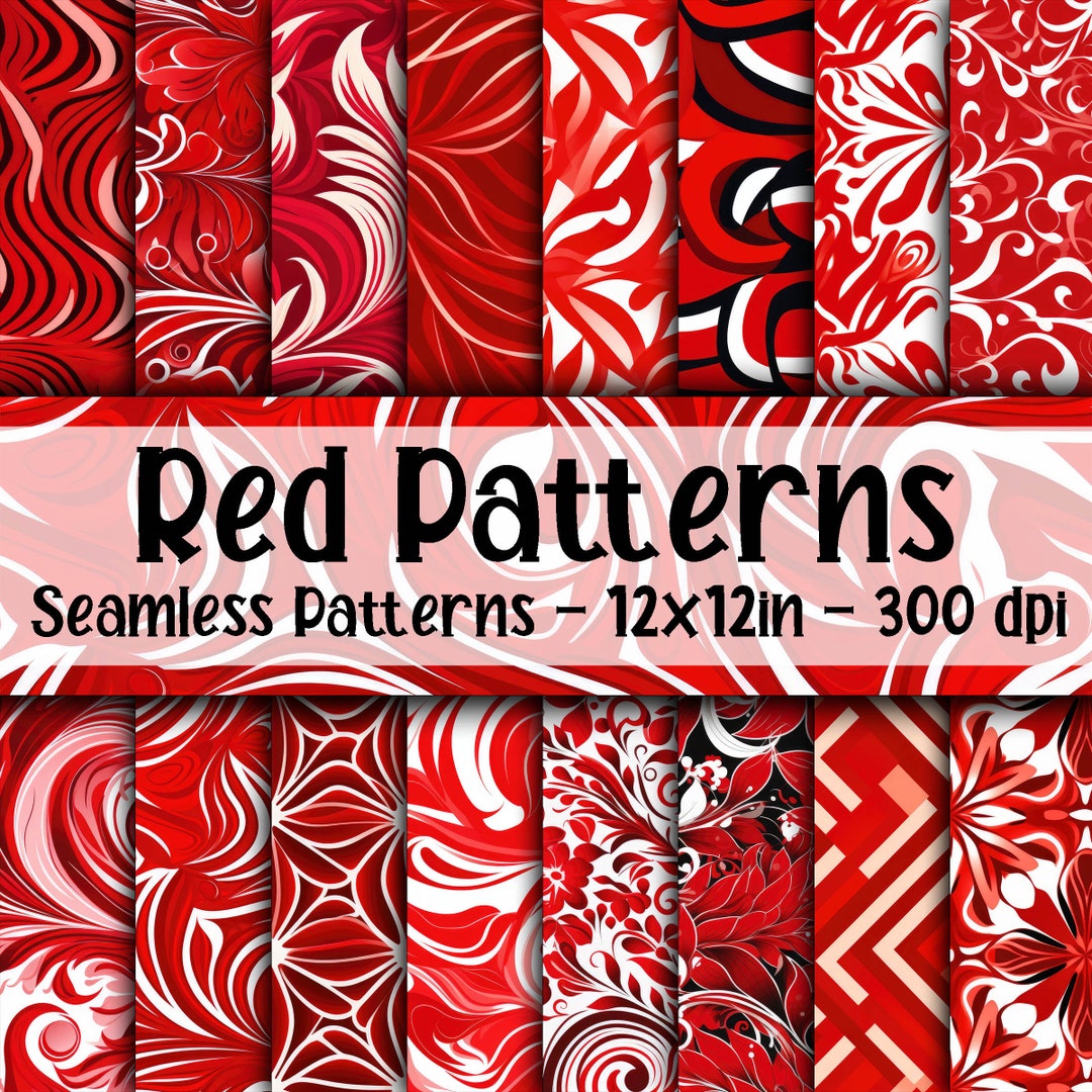Red SEAMLESS Patterns - Shades of Red Digital Paper - 16 Designs ...