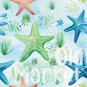 Starfish SEAMLESS Patterns - Watercolor Starfish Digital Paper - 16 ...