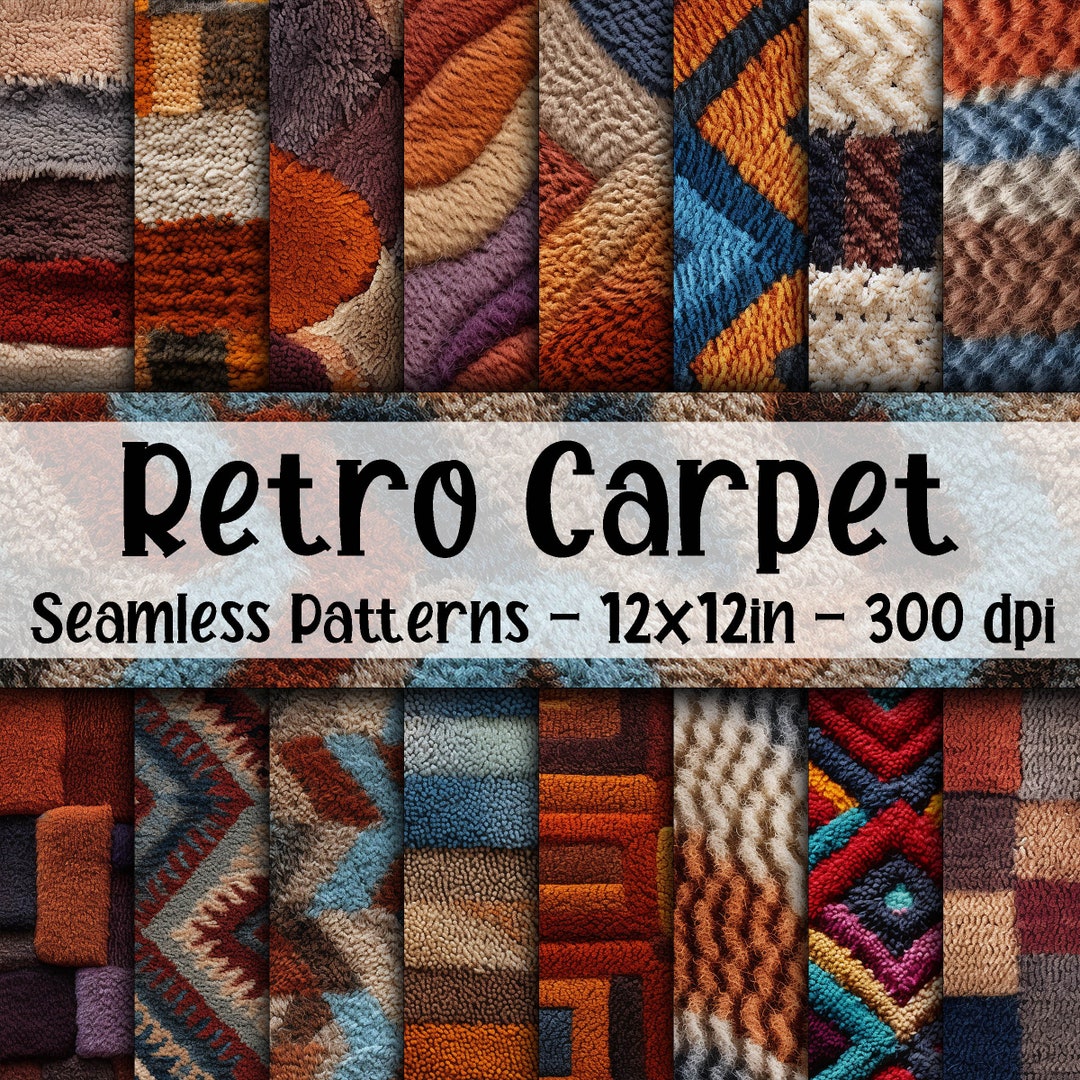 Retro Carpet SEAMLESS Patterns - Retro Carpet Digital Paper - 16 Designs - 12x12in - Commercial ...