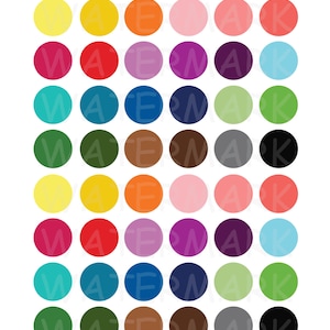 Solid Colors - Digital Collage Sheet - 1 Inch Round Circles - INSTANT ...