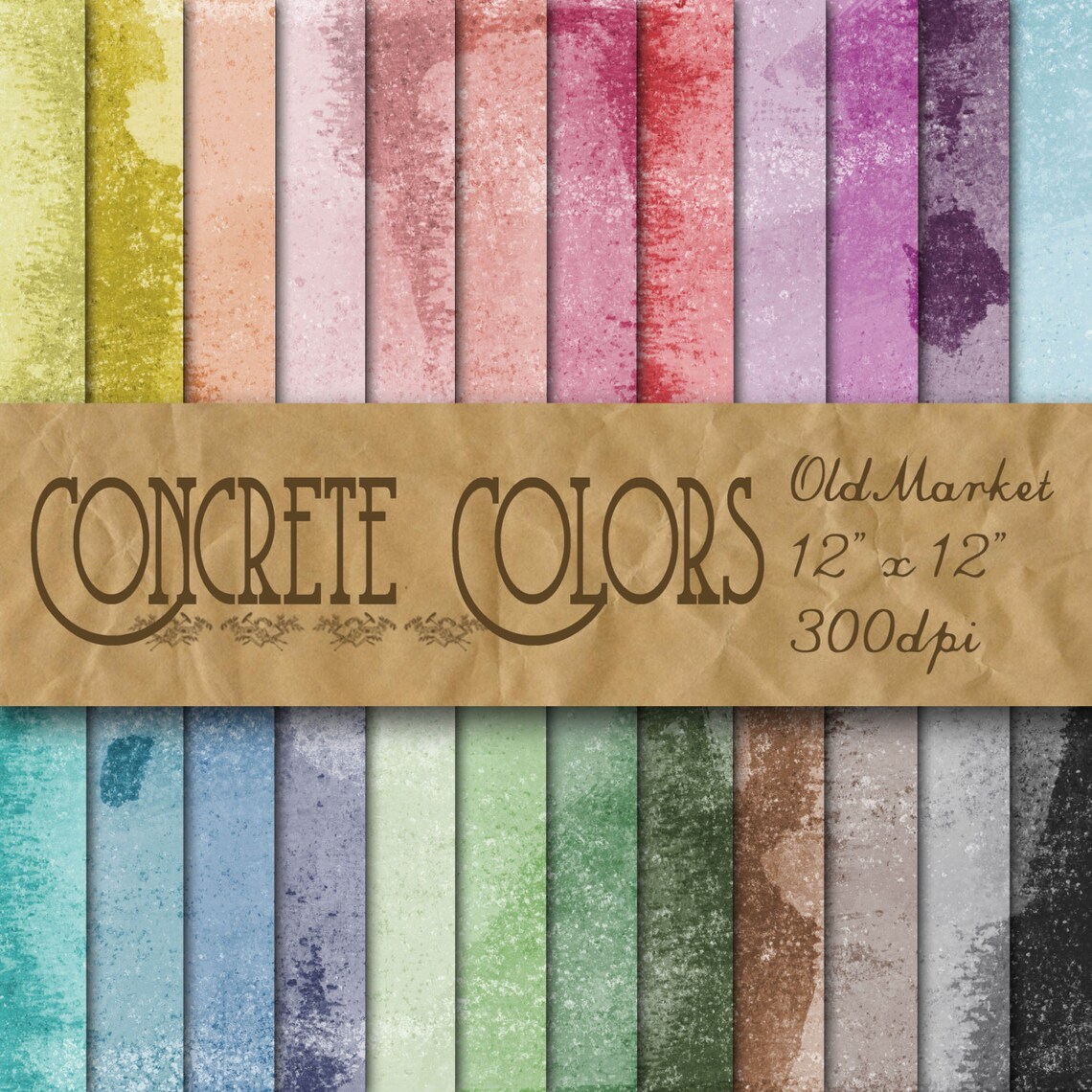 Concrete Wall Colors Digital Paper - Concrete Textures - 24 Colors ...