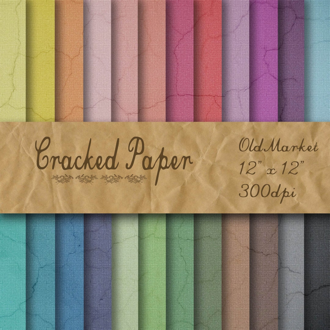 Cracked Paper Digital Paper - Cracked Paper Textures - 24 Colors - 12in ...