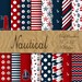 Nautical Digital Paper - Red and Navy Blue Backgrounds and Designs - 16 ...