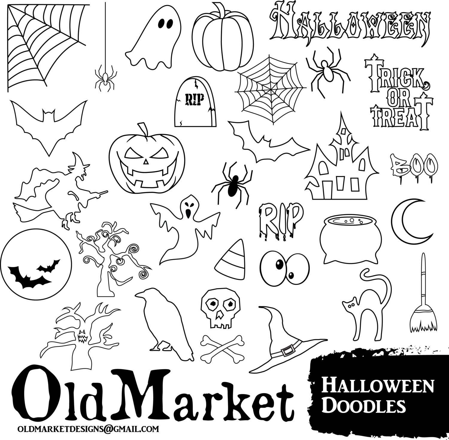 Halloween Clip Art Set Commercial Use Vector Clipart - Etsy