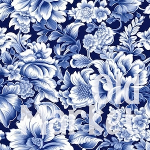 Blue and White Porcelain SEAMLESS Patterns - Porcelain Flowers Digital ...