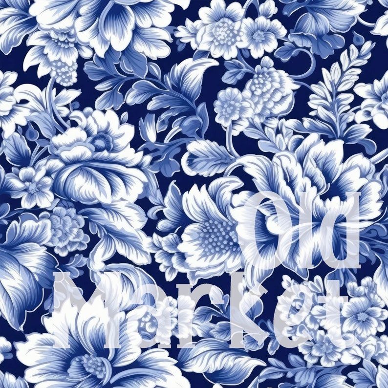 Blue and White Porcelain SEAMLESS Patterns - Porcelain Flowers Digital ...
