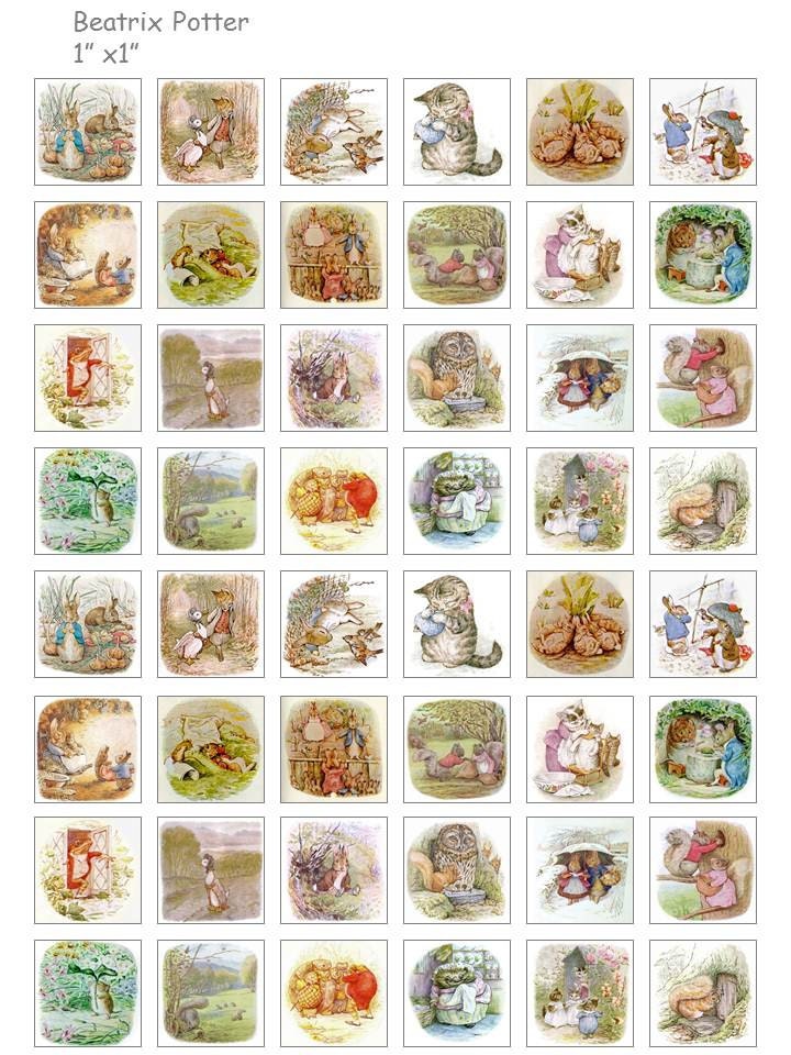 Beatrix Potter Illustrations - Digital Collage Sheet - 1 Inch (1 X 1 ...