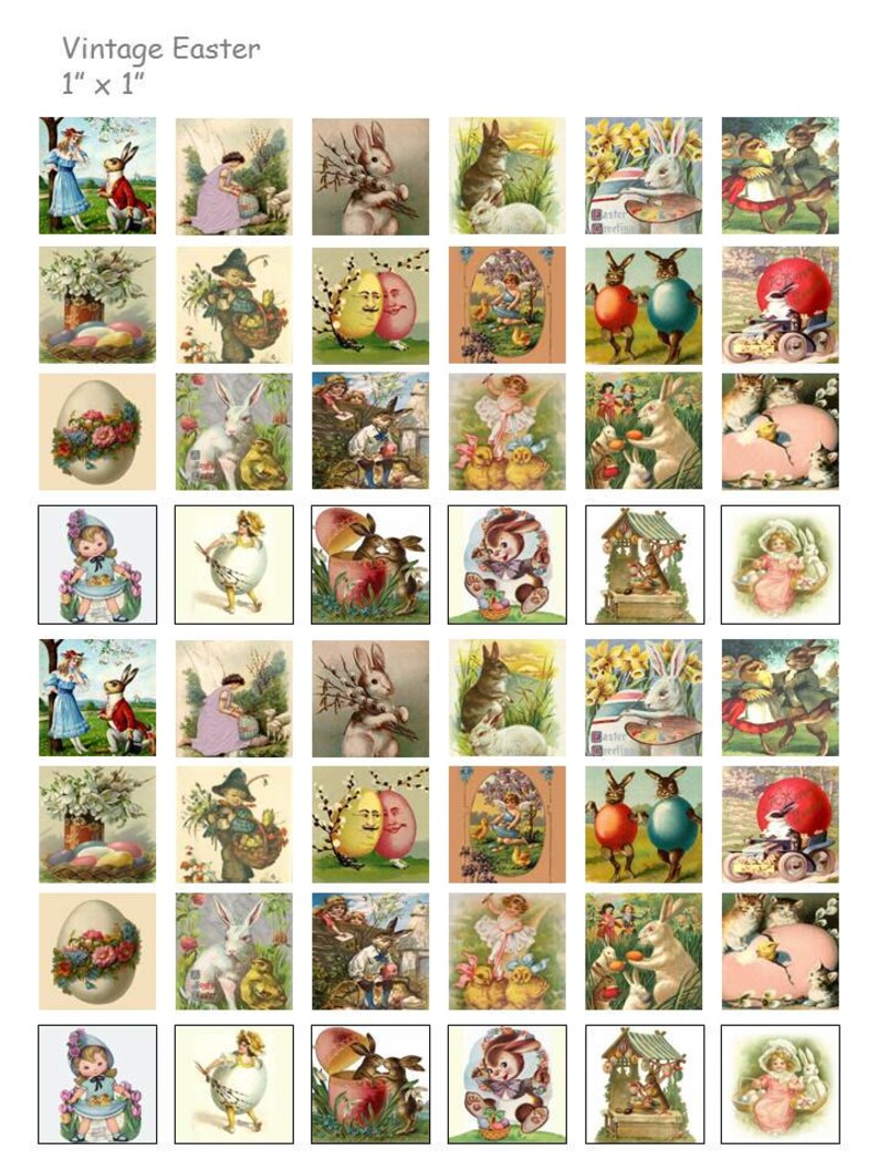 Vintage Easter Digital Collage Sheet 1 Inch 1 X 1 - Etsy