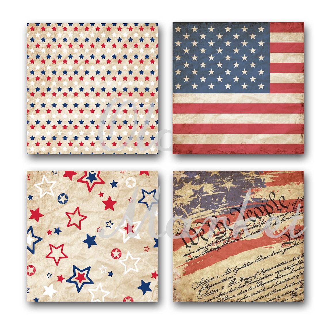 Patriotic Digital Paper 4th of July Paper Backgrounds 16 - Etsy