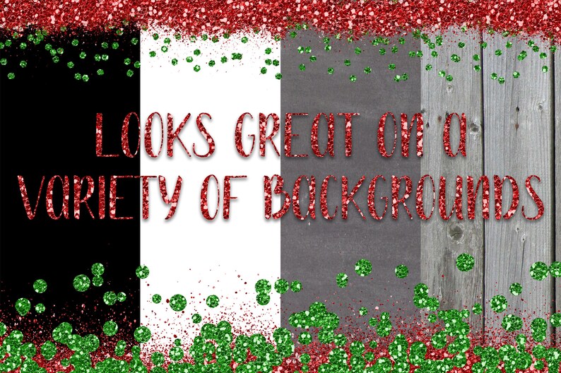 Christmas Glitter Frames and Borders PNG Overlay Clipart - Etsy