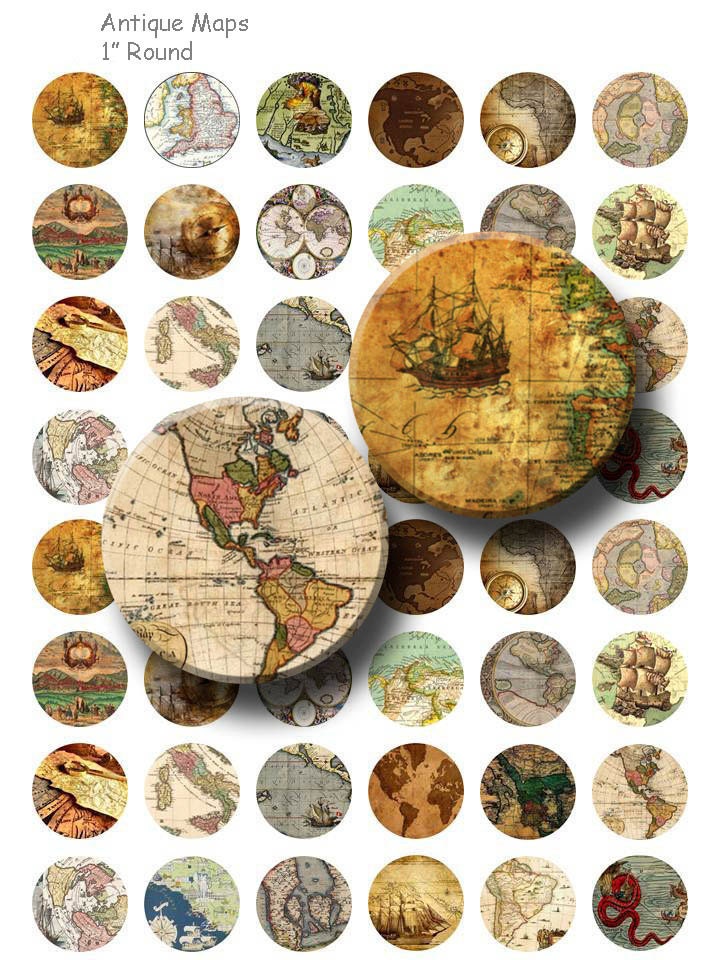 Antique Maps Digital Collage Sheet 1 Inch Round Circles - Etsy