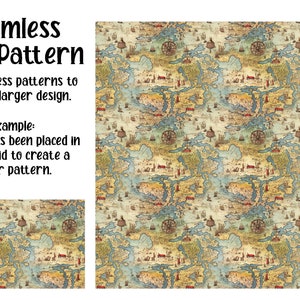 Old World Fantasy Maps SEAMLESS Patterns - Old Maps Digital Paper - 16 ...