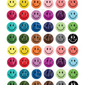 Smiley Faces - Digital Collage Sheet - 1 Inch Round Circles ...