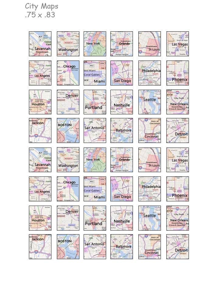 City Maps - Digital Collage Sheet - .75 X .83 Scrabble Size - INSTANT ...