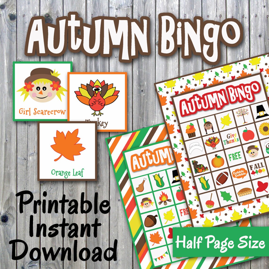 Autumn Bingo Printable PDF Thanksgiving Bingo 30 Different - Etsy