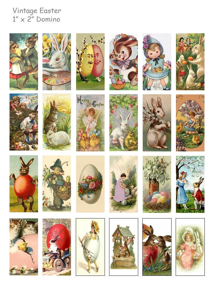 Vintage Easter Digital Collage Sheet 1 X 2 Inch Domino | Etsy
