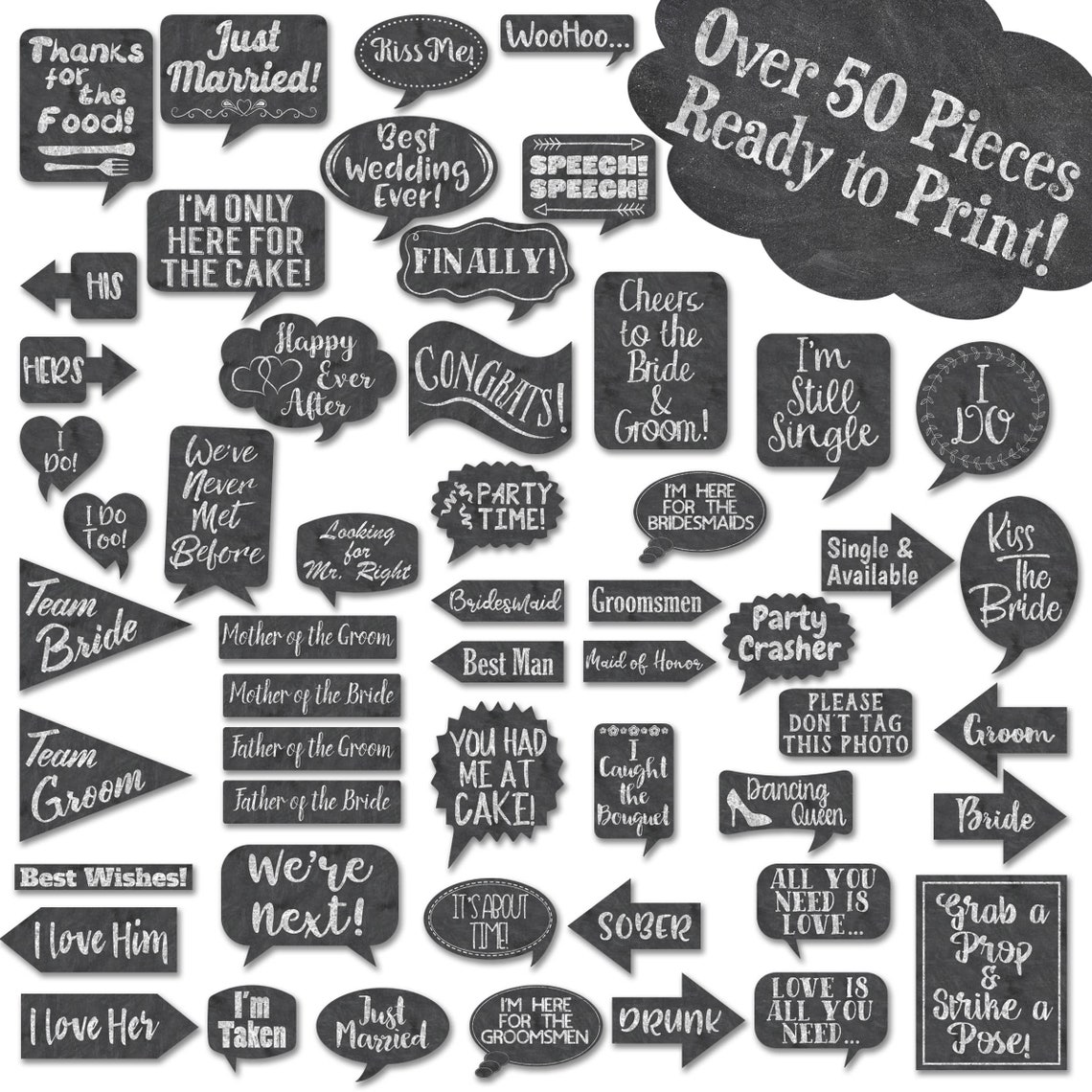 Wedding Photo Booth Prop Signs and Decorations Chalkboard | Etsy