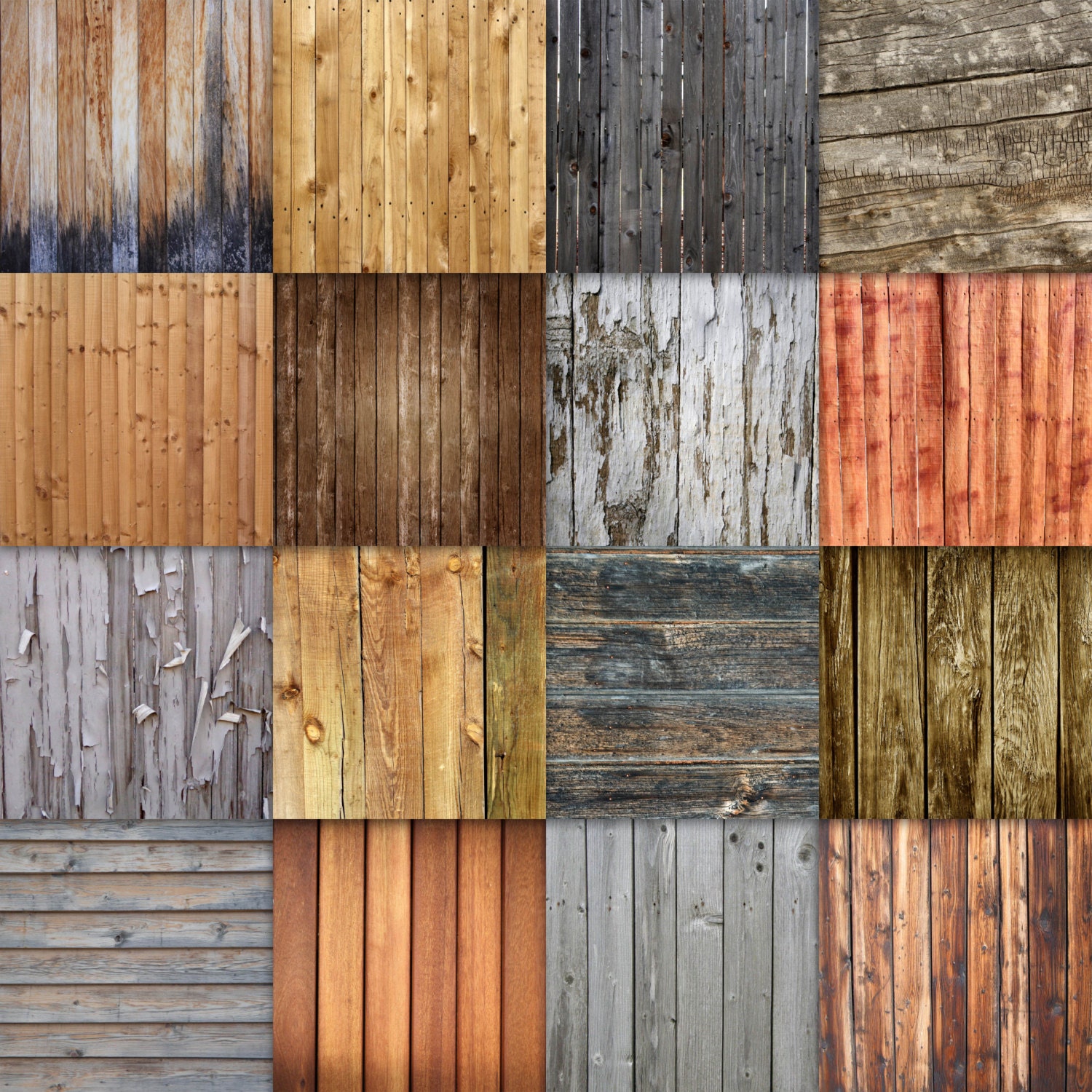Wood Fences Digital Paper - Wood Digital Paper Pack - 16 Designs - 12in ...