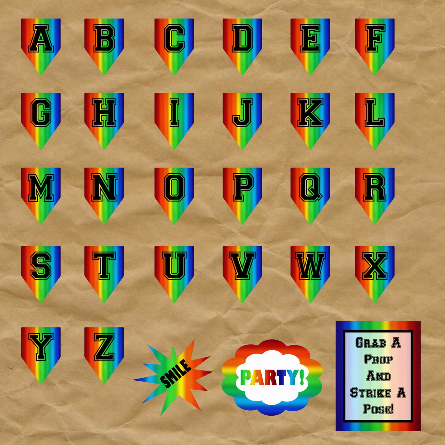 Rainbow Photo Booth Prop and Decoration Set Printable - Etsy