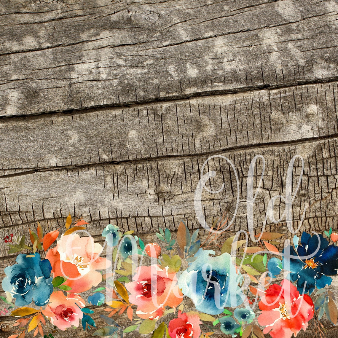 Floral Wood Digital Paper Watercolor Flower and Wood - Etsy