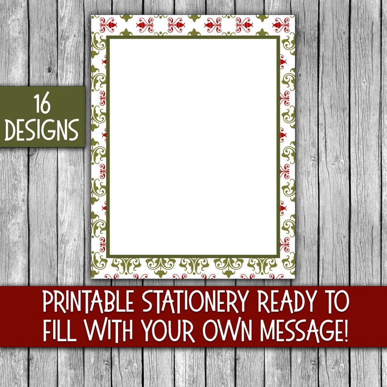Printable Christmas Stationery Red and Green Christmas | Etsy