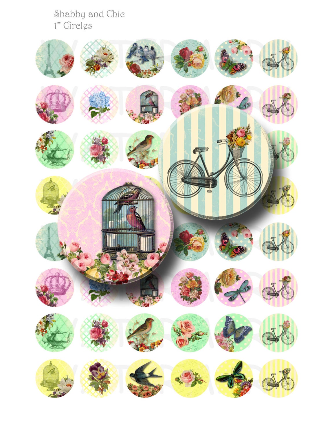 Sassy and Chic Digital Collage Sheet 1 Inch Round Circles - Etsy