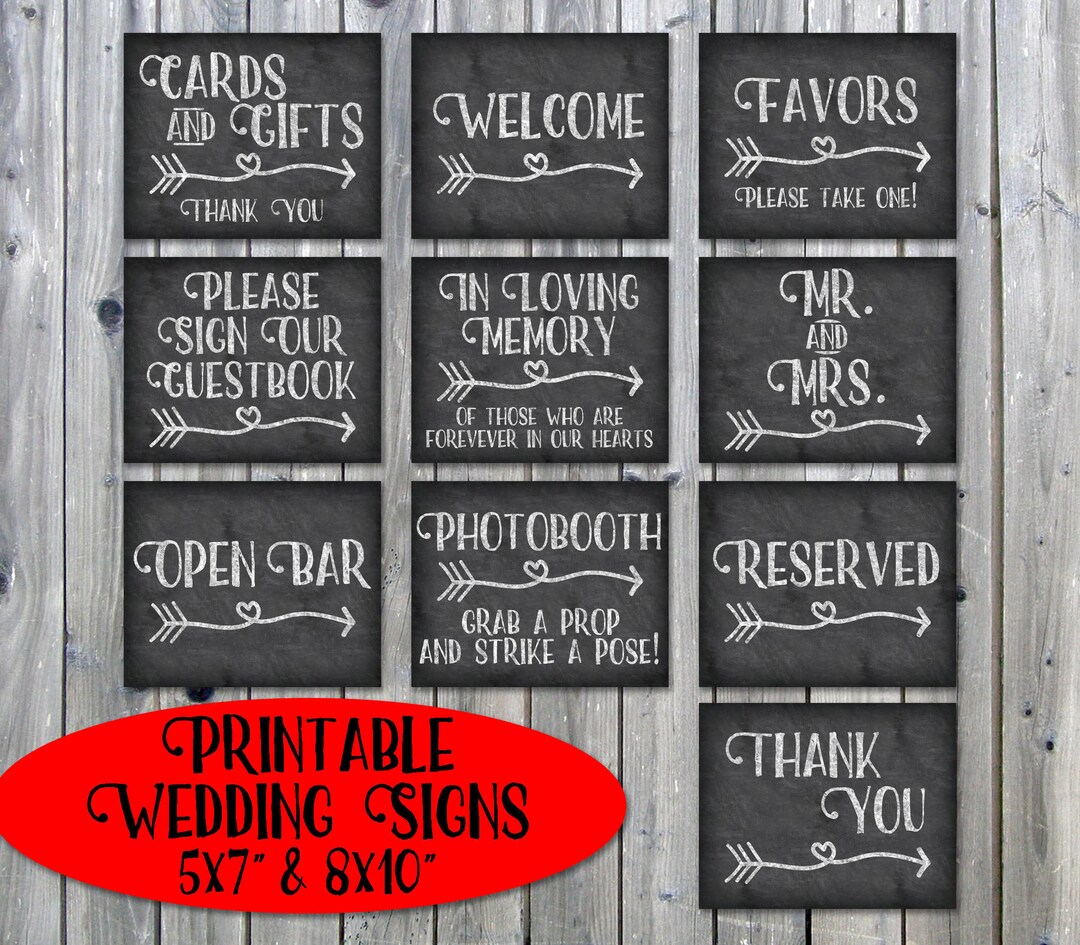 Wedding Signs - 10 Printable Chalkboard Wedding Art Prints - Wedding ...