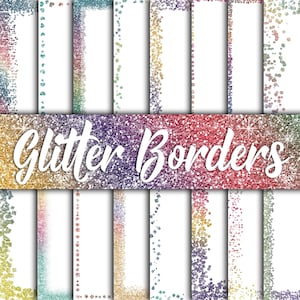 Rainbow Glitter Borders Digital Paper - Glitter Textures - Glitter ...