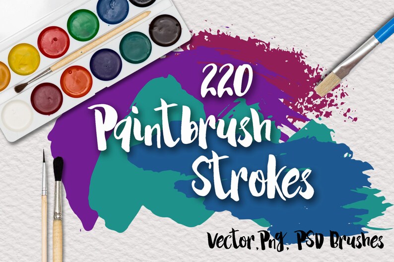 Paintbrush Strokes Commercial Use Vector Clipart 220 | Etsy