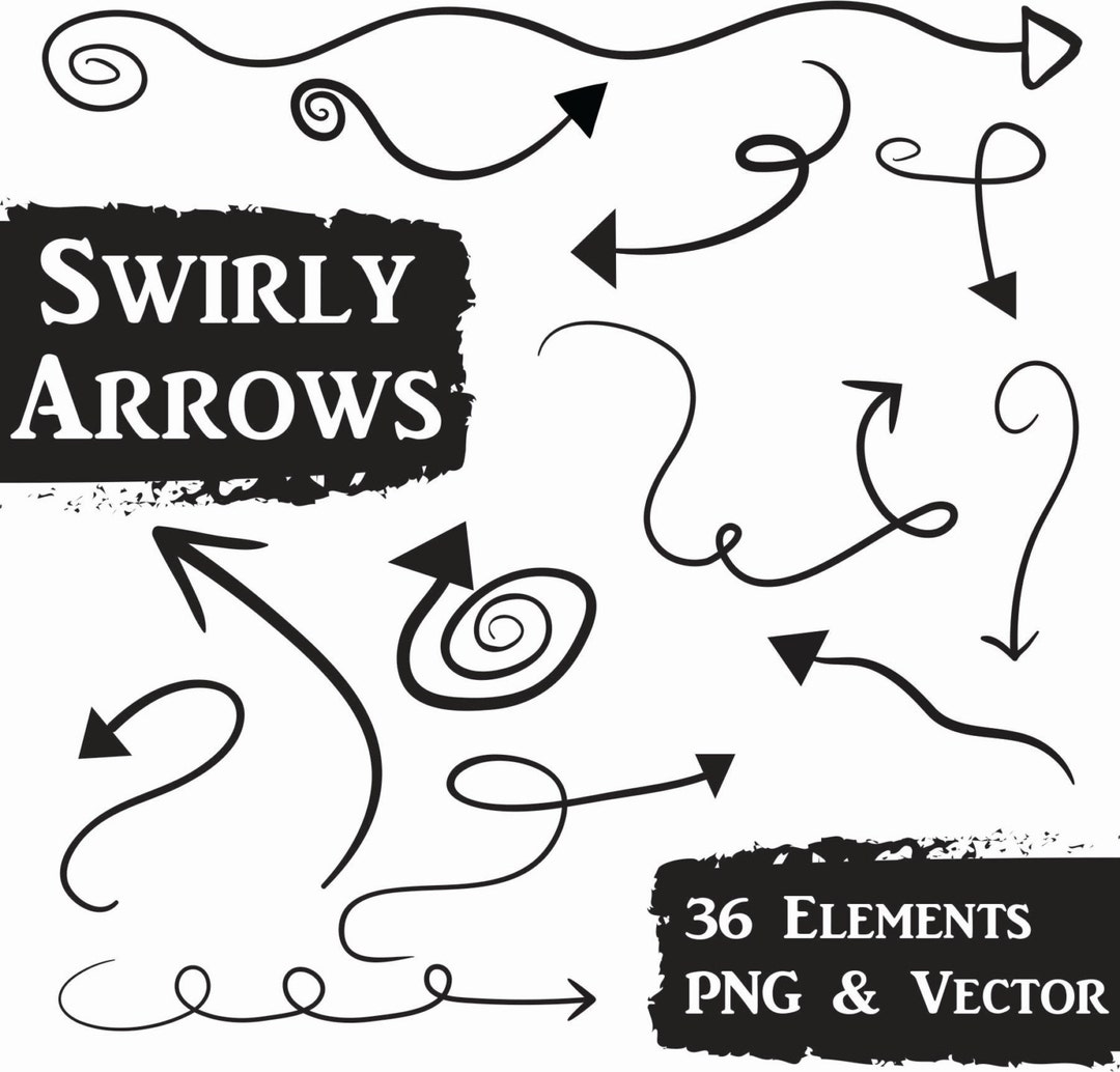 Swirly Arrows Clip Art Set - Doodle Arrows - Commercial Use Vector ...