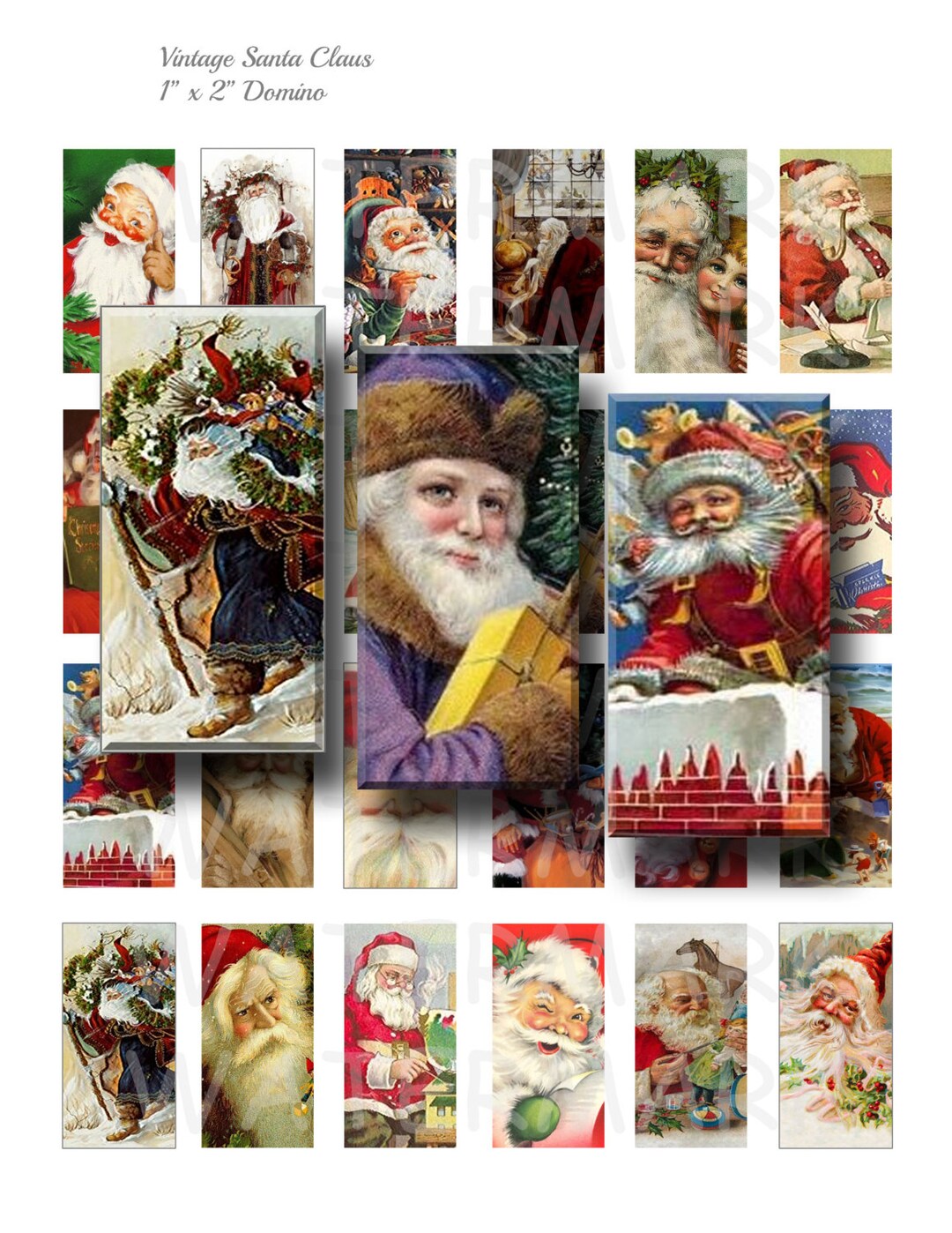 Vintage Santa Claus - Digital Collage Sheet - 1 X 2 Inch Domino ...