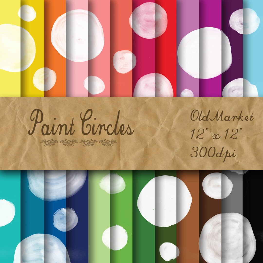 Watercolor Paint Circles Digital Paper - Colorful Circles Textures - 24 ...