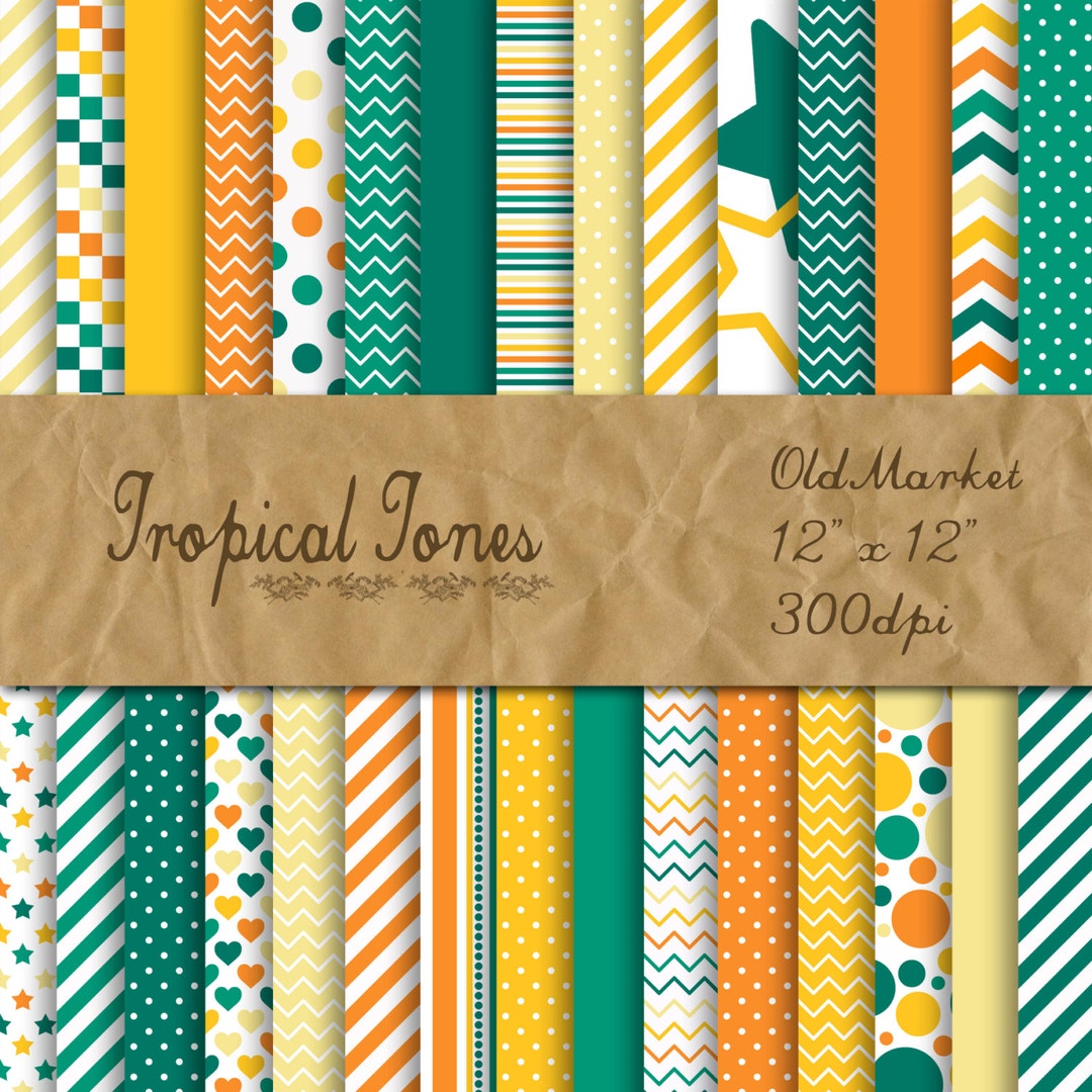 Tropical Tones Digital Paper - Colorful Paper Backgrounds - 30 Papers ...