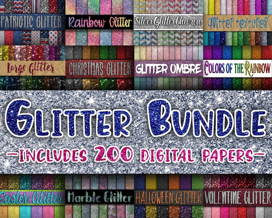Glitter Digital Paper Bundle - Includes 218 Digital Papers - Glitter ...