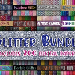 Glitter Digital Paper Bundle - Includes 218 Digital Papers - Glitter ...