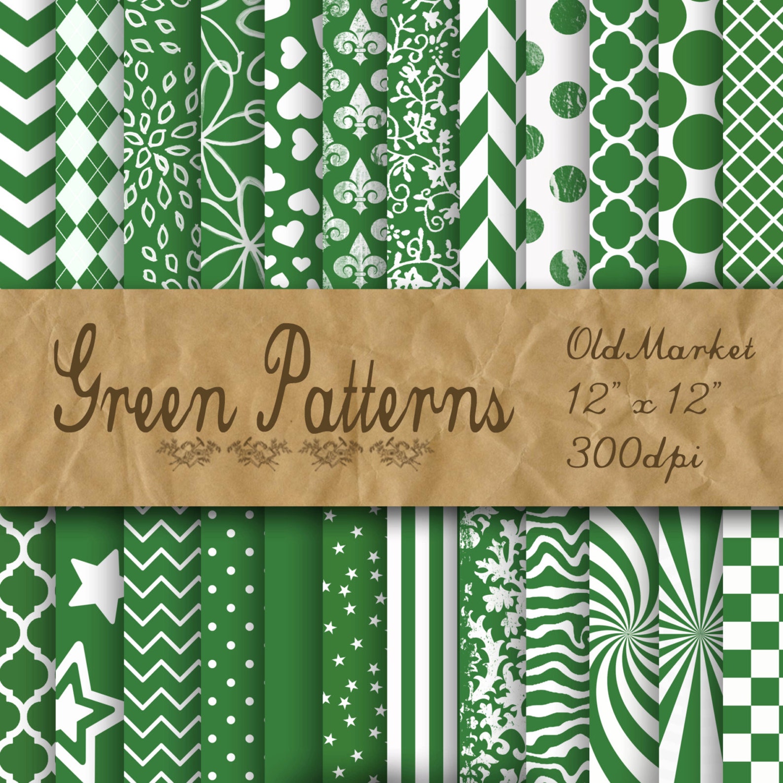 Green Patterns Digital Paper Green Patterned Backgrounds - Etsy