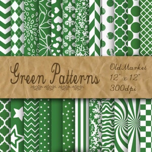 Green Patterns Digital Paper - Green Patterned Backgrounds - 24 Papers ...