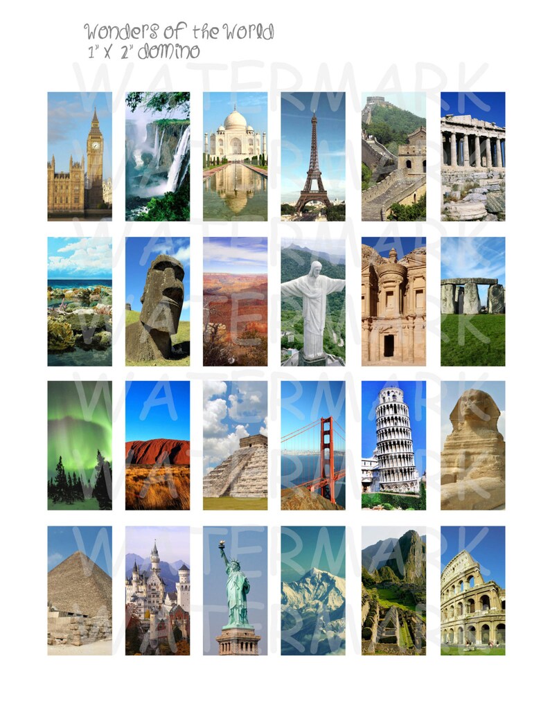 Wonders of the World Digital Collage Sheet 1 X 2 Inch | Etsy