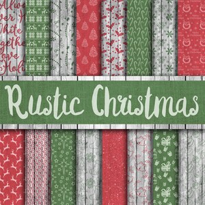Rustic Christmas Digital Paper - Red and Green Textured Christmas ...