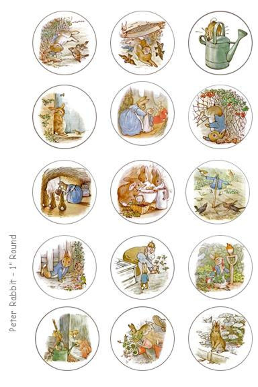 Peter Rabbit - 4 X 6 Digital Collage Sheet - 1 Inch Round Circles ...