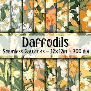 Daffodils SEAMLESS Patterns - Daffodils Digital Paper - 16 Designs ...