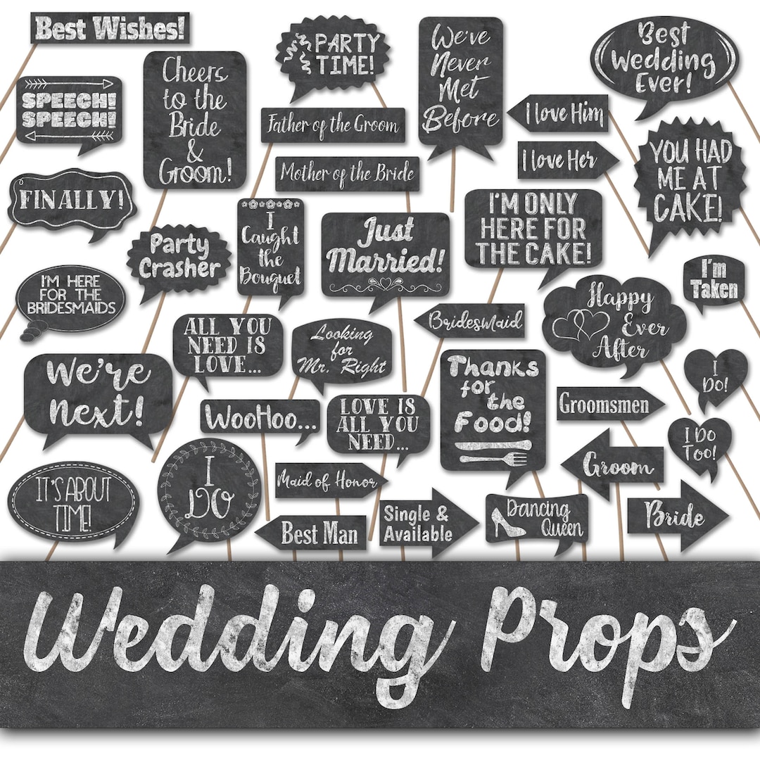 Wedding Photo Booth Prop Signs and Decorations - Chalkboard Style ...