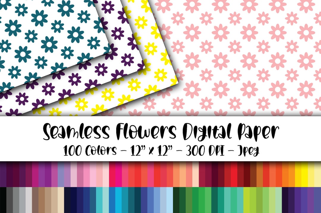 Seamless Flowers Digital Paper Bundle 100 Seamless Digital Files 12in X ...