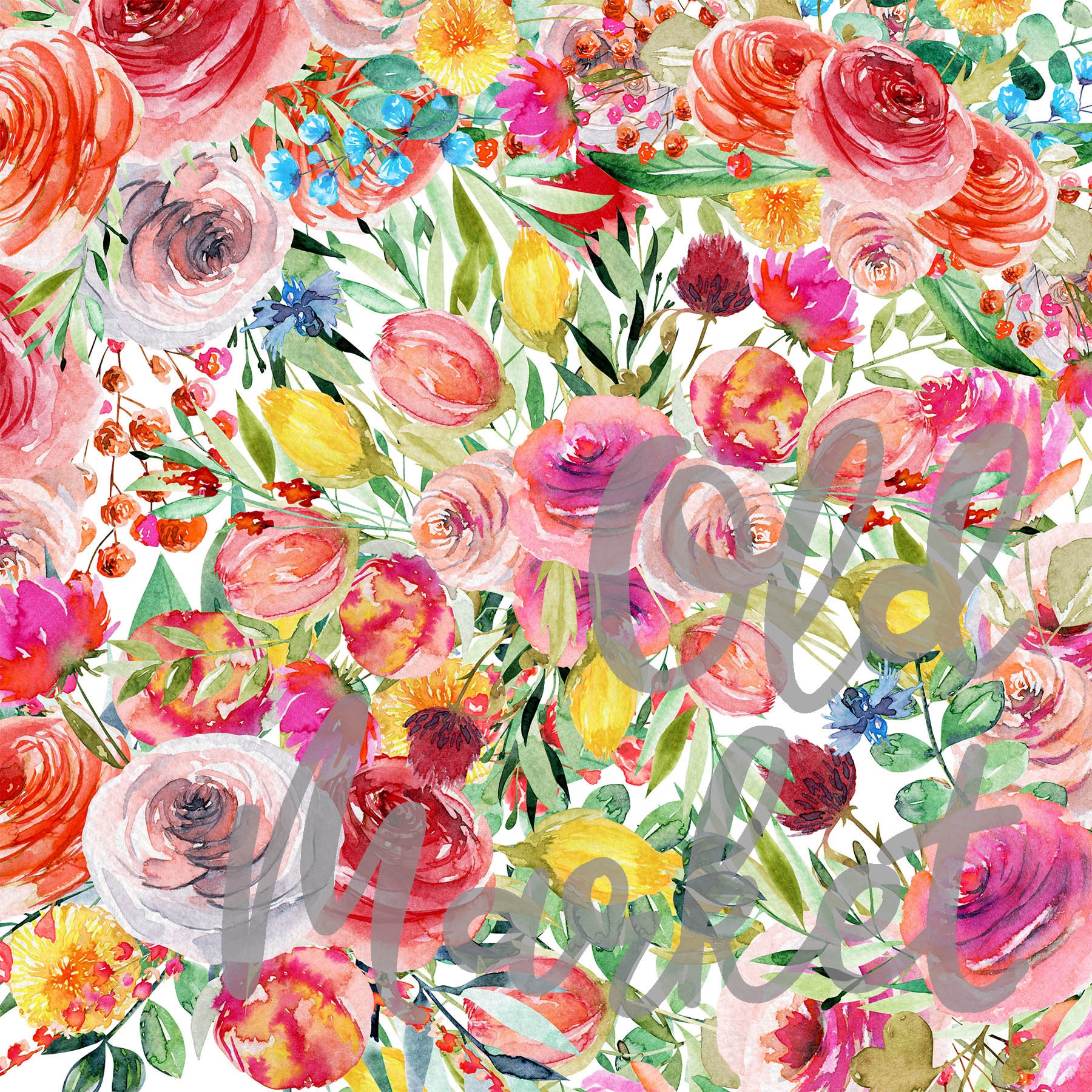 Spring Floral Medley Digital Paper - Watercolor Flower Backgrounds - 12 ...