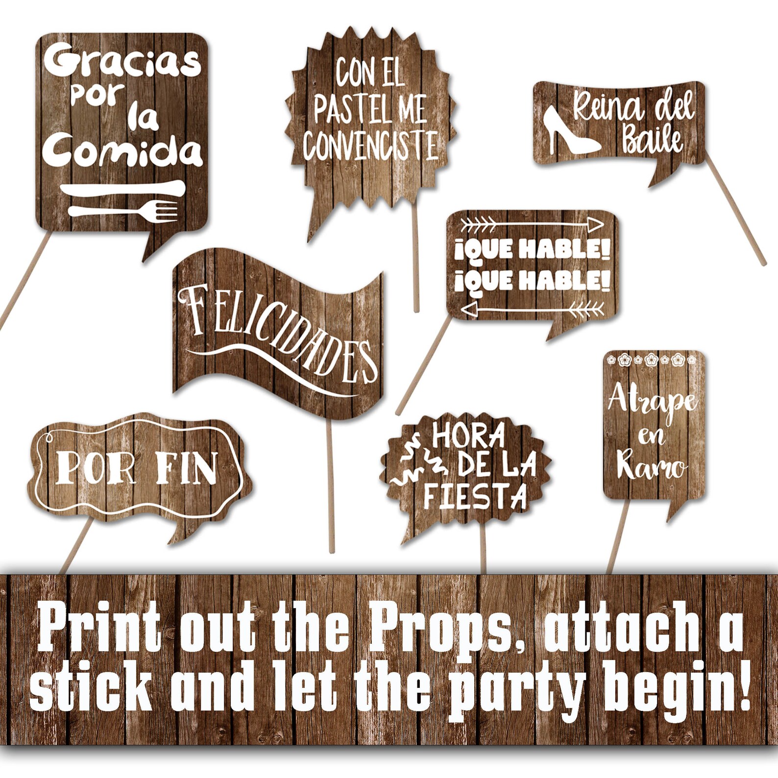 Wedding Photo Booth Prop Signs and Decorations in Spanish - Etsy
