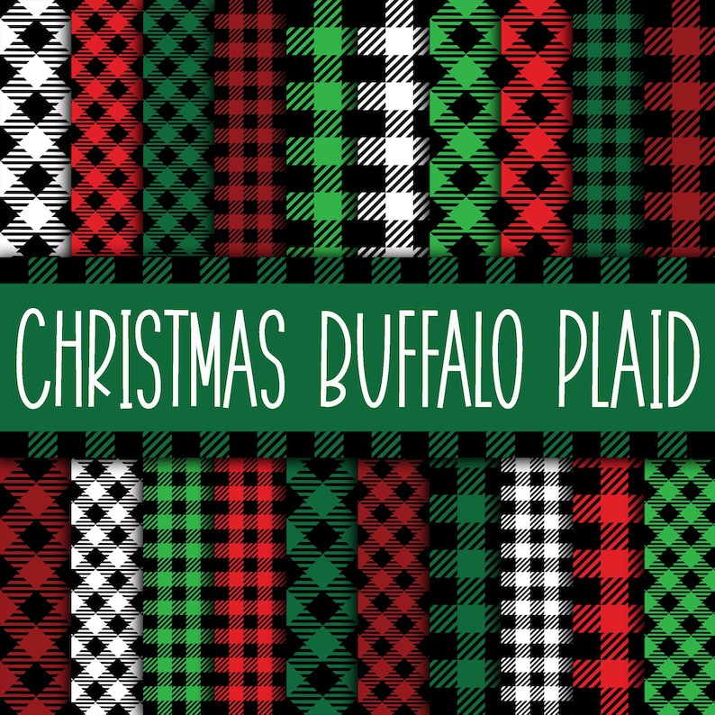 Christmas Buffalo Plaid Digital Paper Red and Green - Etsy