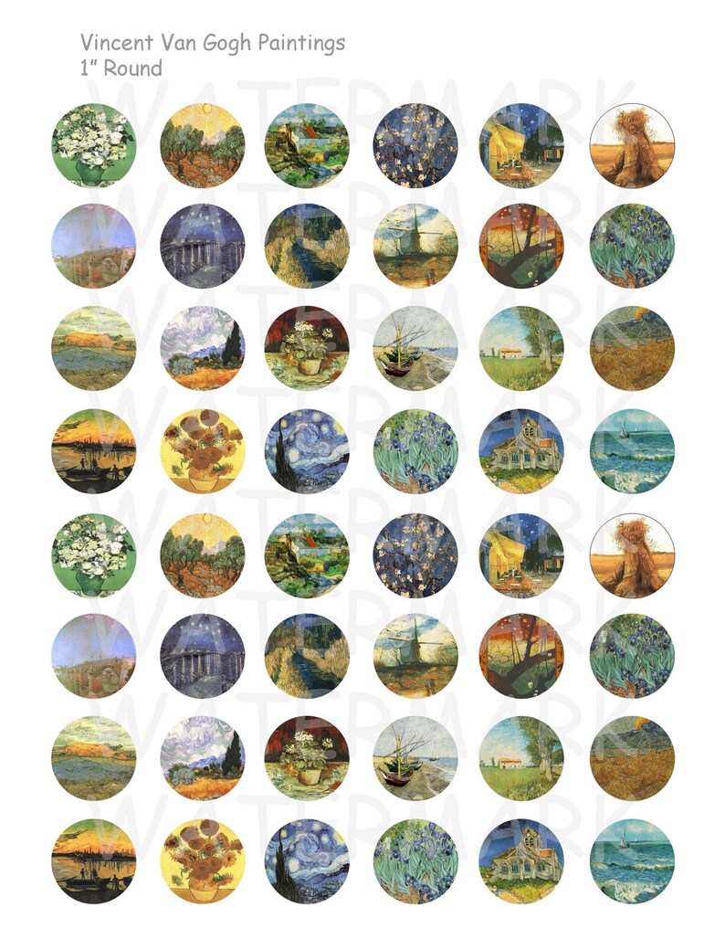 Vincent Van Gogh Paintings Digital Collage Sheet 1 Inch - Etsy