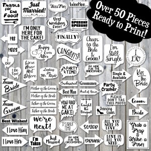 Wedding Photo Booth Prop Signs and Decorations - Black Printable ...