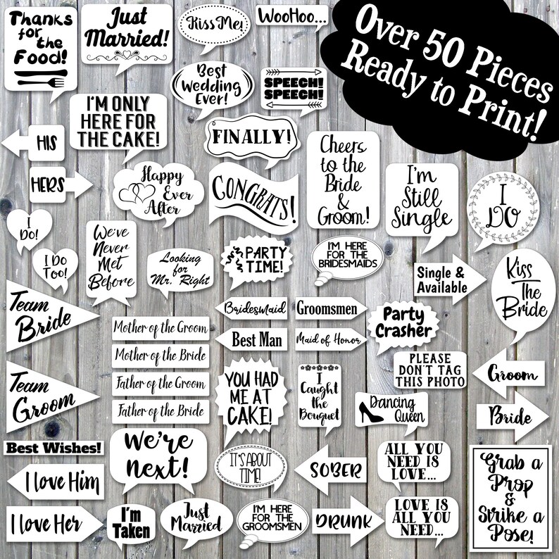 Wedding Photo Booth Prop Signs and Decorations Black - Etsy