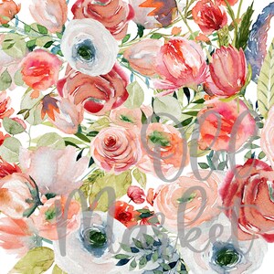 Floral Medley Digital Paper - Watercolor Flower Backgrounds - 12 ...